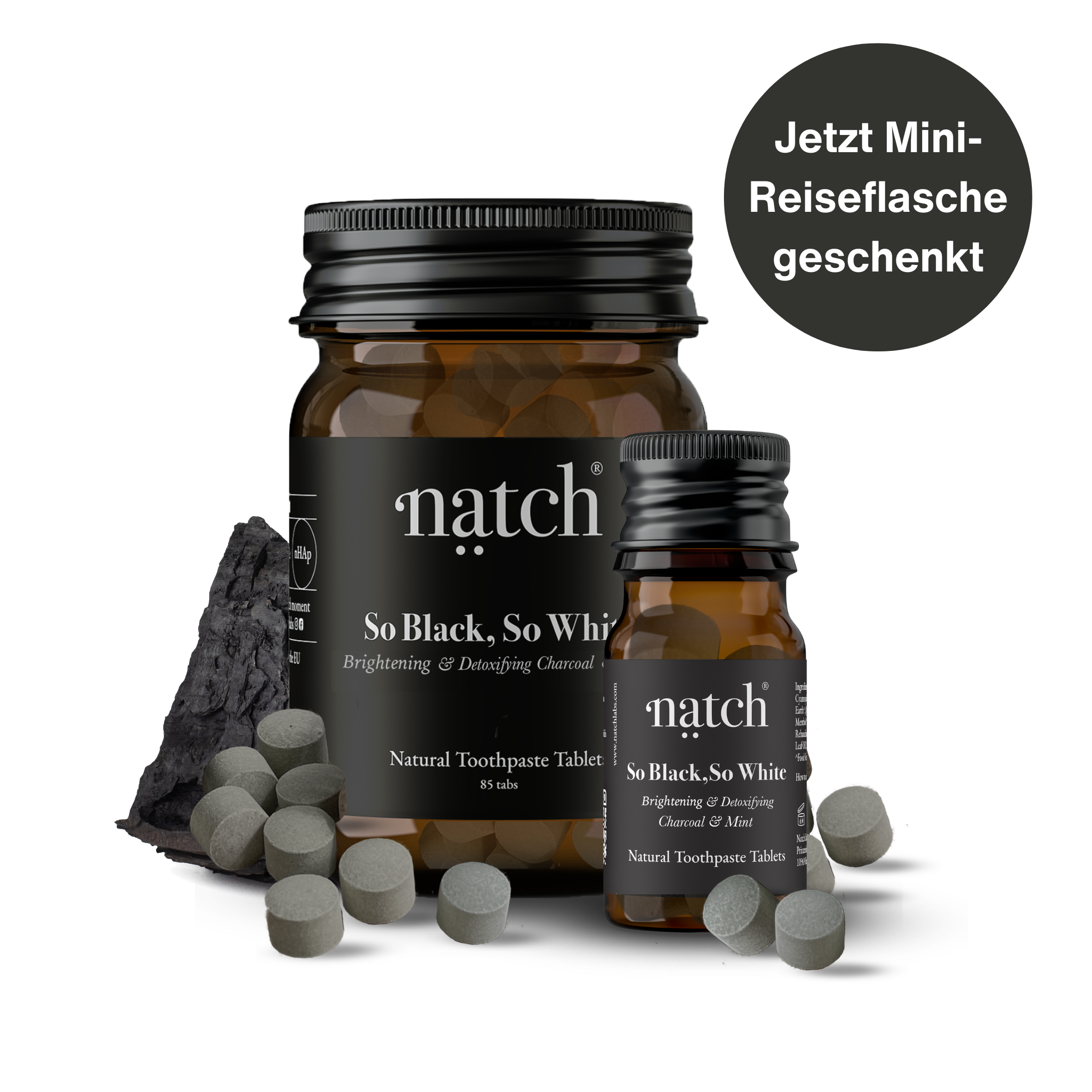 Natch •• Natural Toothpaste Tablets - Bottle + Mini – Natch Labs