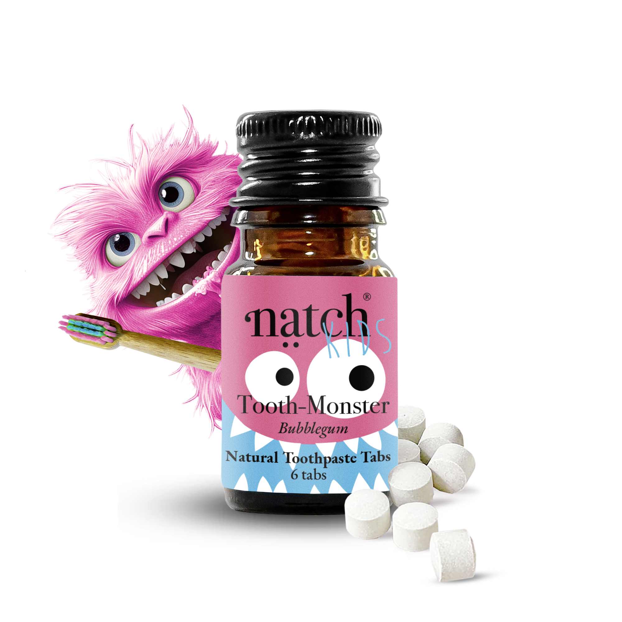 Tooth Monster Bubblegum Tabs Mini Bottle – Natch Labs