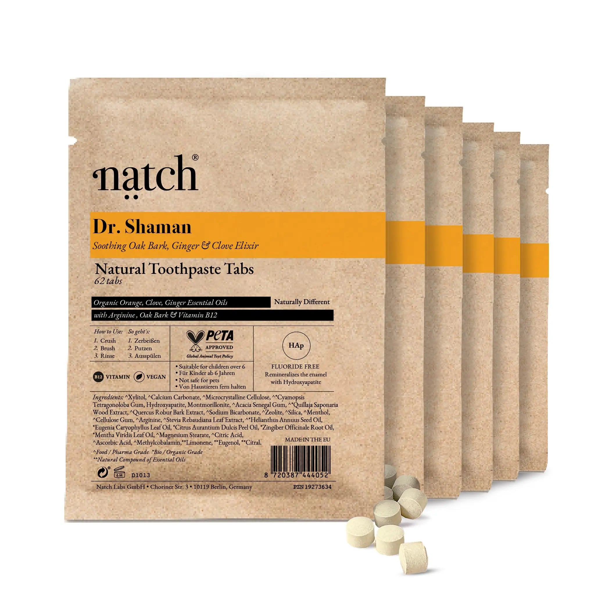 Natch •• Natural Toothpaste Tablets - Dr. Shaman 3 Month Refill ...